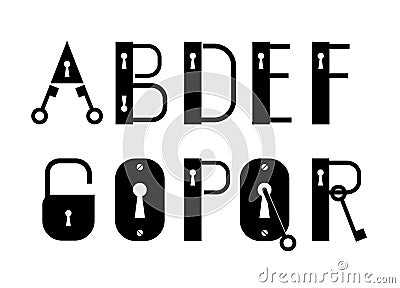 ABC Key And Lock Logotypes Or Decorative Font Stock Vector - Image ...