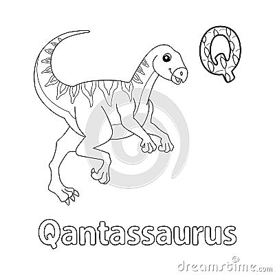 Qantassaurus Alphabet Dinosaur ABC Coloring Page Q Cartoon Vector ...