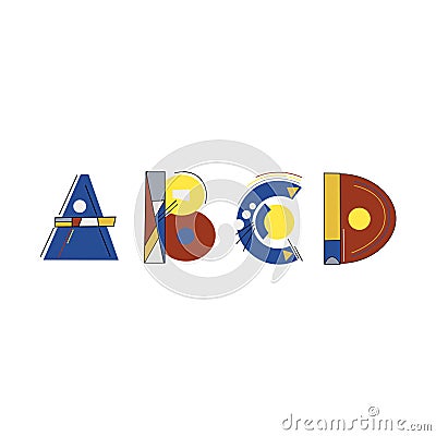 ABCD Alphabet Letters In Kandinsky Style For Your Design, Vector Image ...