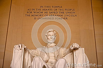 Abraham Lincoln Memorial With Inscription Stock Photo - Image: 47177663