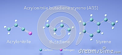Abs Plastic - Acrylonitrile Butadiene Styrene, Molecular Structures, 3d ...