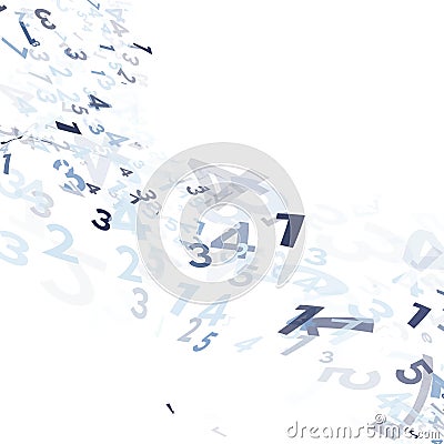 Abstracct Blue Monochrome Random Numbers Swirl Or Numeral Wave. Vector ...