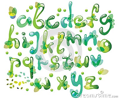 Abstract ABC,green Alphabet With Leaves Cartoon Vector | CartoonDealer ...