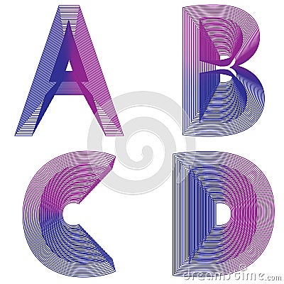Abstract Alphabet ABCD Letter Neon Lines Vector | CartoonDealer.com ...