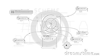 Abstract Animated Multi-component Scheme in HUD Style. Stock Video ...