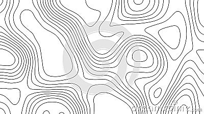 Abstract Animated Outline Topographic Map. Moving Waves on White ...