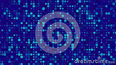 Abstract Animation Blinking Flickering Cyan and Blue Pixels Wall ...
