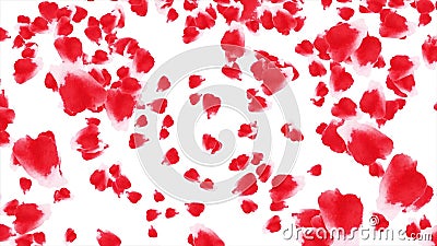 Abstract Animation of Falling Flower Petals. Red Rose Petals Falling on ...
