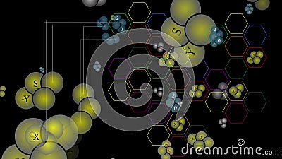 Abstract Animation of Molecules. Chemical Formula. Flight and Rotation ...