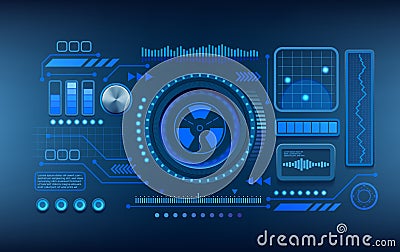 Abstract Background. Cyber Dashboard. Radar Infographic. Blue Circle ...