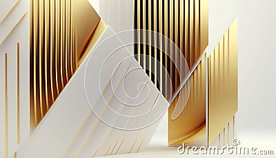 Abstract Background With Golden Lines. 3d Render. Minimal Design ...