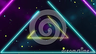 Abstract Background with Neon Lights Triangles, Looped Animation ...