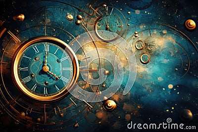 Abstract Background With Symbols Of Time And Cyclicity Stock ...