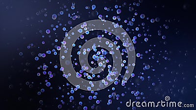 Abstract Bacteria Virus Molecules Moving Slowly on Dark Blue Background ...