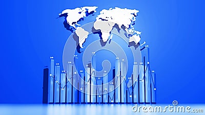 Abstract Beautiful Columns Form Graph and with the World Map Form an ...