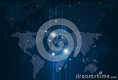 Abstract Binary Code Map Blue Background Stock Photography ...