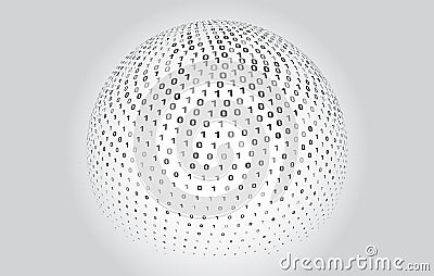 Abstract Binary Sphere. Digital Computer Code On The Grey Background ...