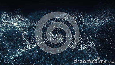Abstract Blue Background with Moving and Flicker Wave Particles ...