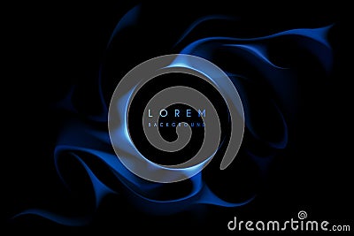 Abstract Blue Circle Effect On Black Background Vector Illustration ...