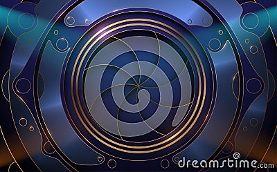 Abstract Blue And Gold Circle Magic Gates Background Vector ...