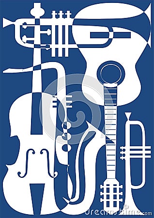 Abstract Blue Musical Instruments, Vector Illustra Stock Image - Image ...