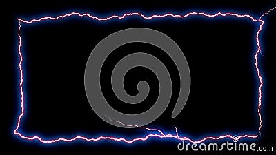 Abstract Blue Neon Lightning Glowing Rectangle Frame. Stock Footage ...