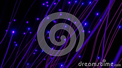 Abstract Blue Purple Particles Simulation. Glowing Lines and Light ...