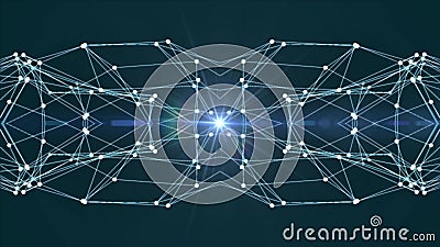Abstract BLUE Symmetrical Polygon Net Connections Cloud Animation ...
