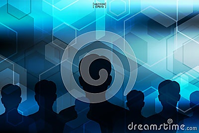 Abstract Blue Technology Background With Human Symbol. Vector Royalty ...