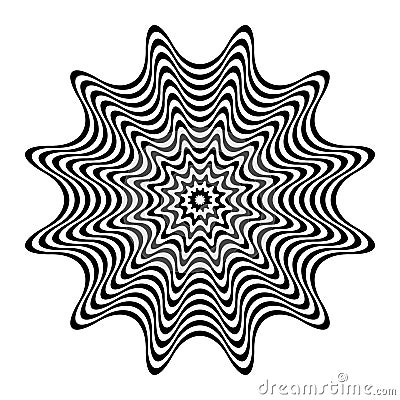 Abstract Circle Wavy Lines Op Art Pattern Cartoon Vector ...