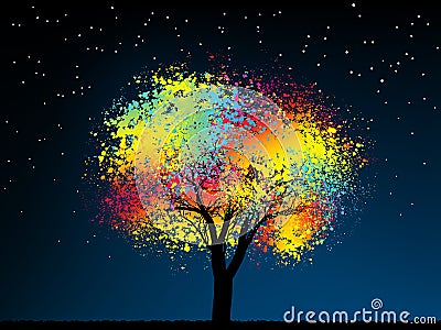 Abstract Colorful Midnight Tree. EPS 8 Stock Image - Image: 18256551