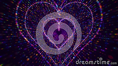 Abstract Colorful Striped Particle Heart Shaped Tunnel Background Loop ...