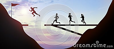 Abstract Creative Idea. Silhouette Business Leadership Concept And ...