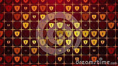 Abstract Cyber Security Red Yellow Random Shine Shield Lock Symbol ...