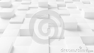 Abstract 3D Animation, Geometric Background from Cubes. Modern White ...