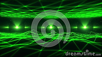 3D Green Wireframe Landscape In Cyberspace VJ Loop Background Stock ...
