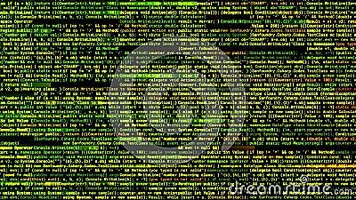 Abstract Digital Background with Self Written Green Data Running with Matrix Effect. Animation ...