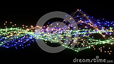 Abstract Digital Connection Moving Dots and Lines. Plexus Style ...