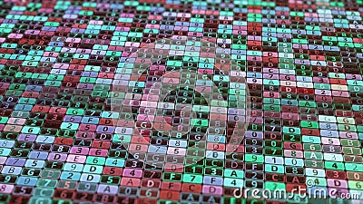 Abstract Digital Grid With Symbols Changing Fast, Seamless Loop ...