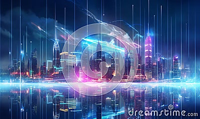 Abstract Digital Modern City With Infrastructure And Digitalization ...