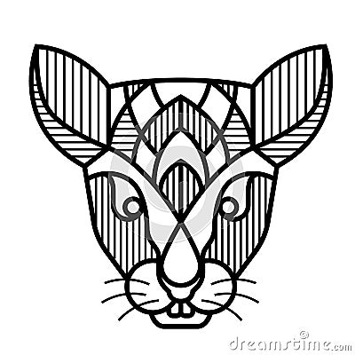 Abstract Drawing Border Line Head Of Rat Sign Vector Design ...