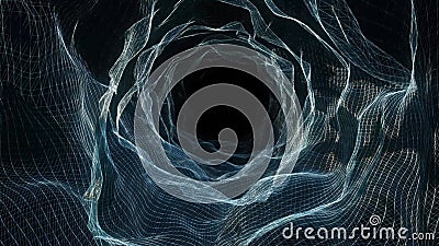 Abstract Dynamic Sci-fi Wireframe Portal Futuristic Endless Tunnel, 3d ...