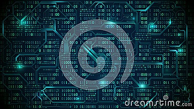 Abstract Futuristic Electronic Circuit Board with Binary Code, Neural Network and Big Data - an ...