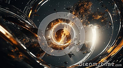 Abstract Explosion In Space With Rocks And Stones Burst In Flame, Sci ...