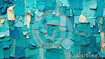 Abstract Expressionistic Collage: Blue Wall Of Newspaper Strips Royalty ...