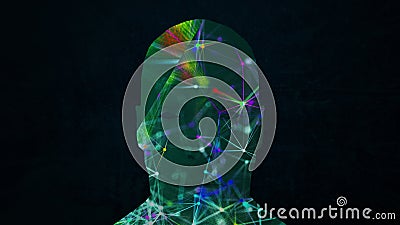 Abstract Face and Connection Dots Inside. Technology Background ...