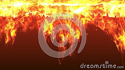 Abstract Fire Curtain Wall Burning From The Sky With Flame Spark And ...