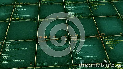 Abstract Futuristic Background With A Complex Hacking Computer Code, Seamless Loop. Animation ...