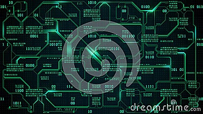 Abstract Futuristic Electronic Circuit Board with Binary Code, Neural Network and Big Data - an ...