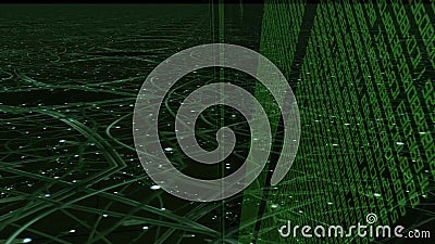 Abstract Futuristic Matrix Effect Animation with Computer Code Streams ...